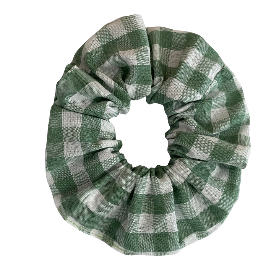 Lagoon Green Gingham Scrunchie | Purple Leaf Collective